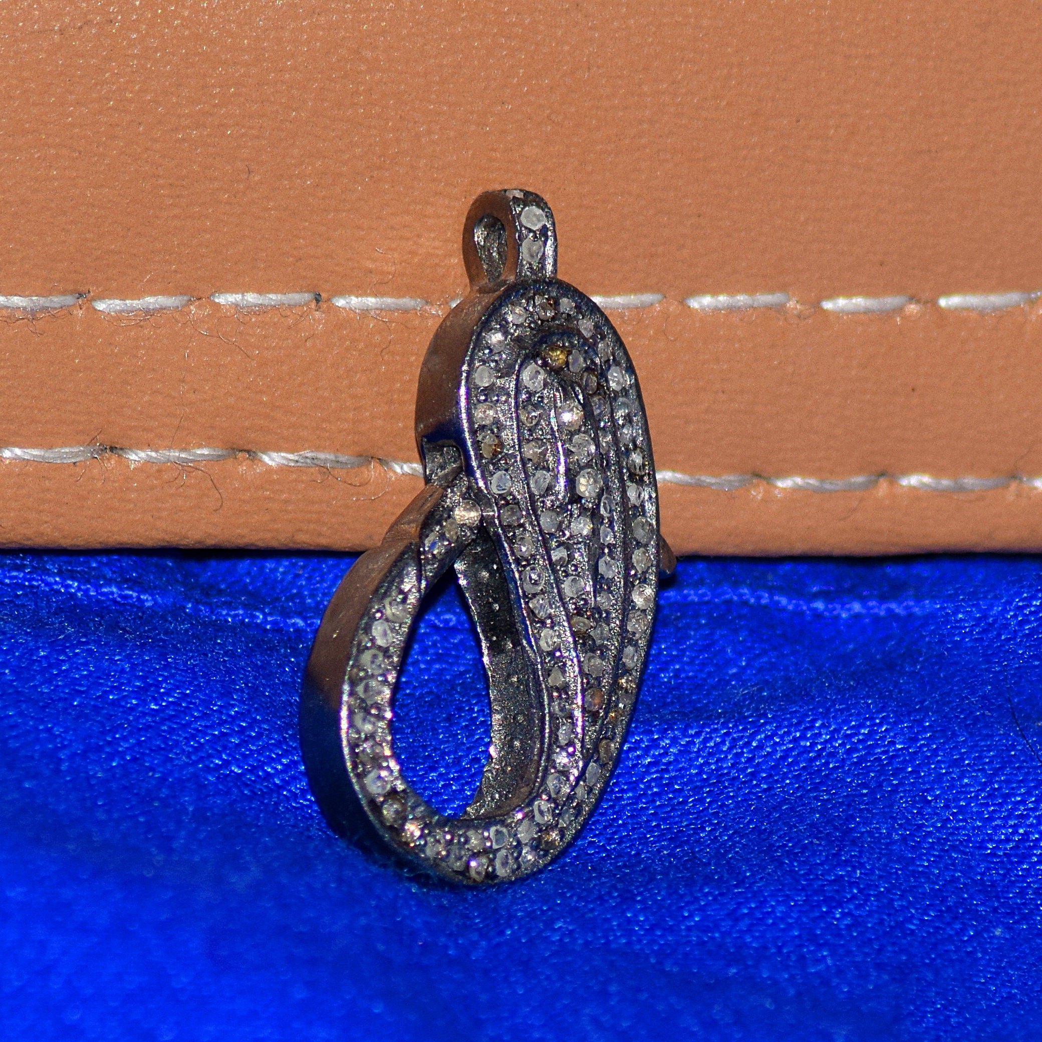 Natural Pave Diamond Lobster Clasp Lock 925 Sterling Silver | Etsy