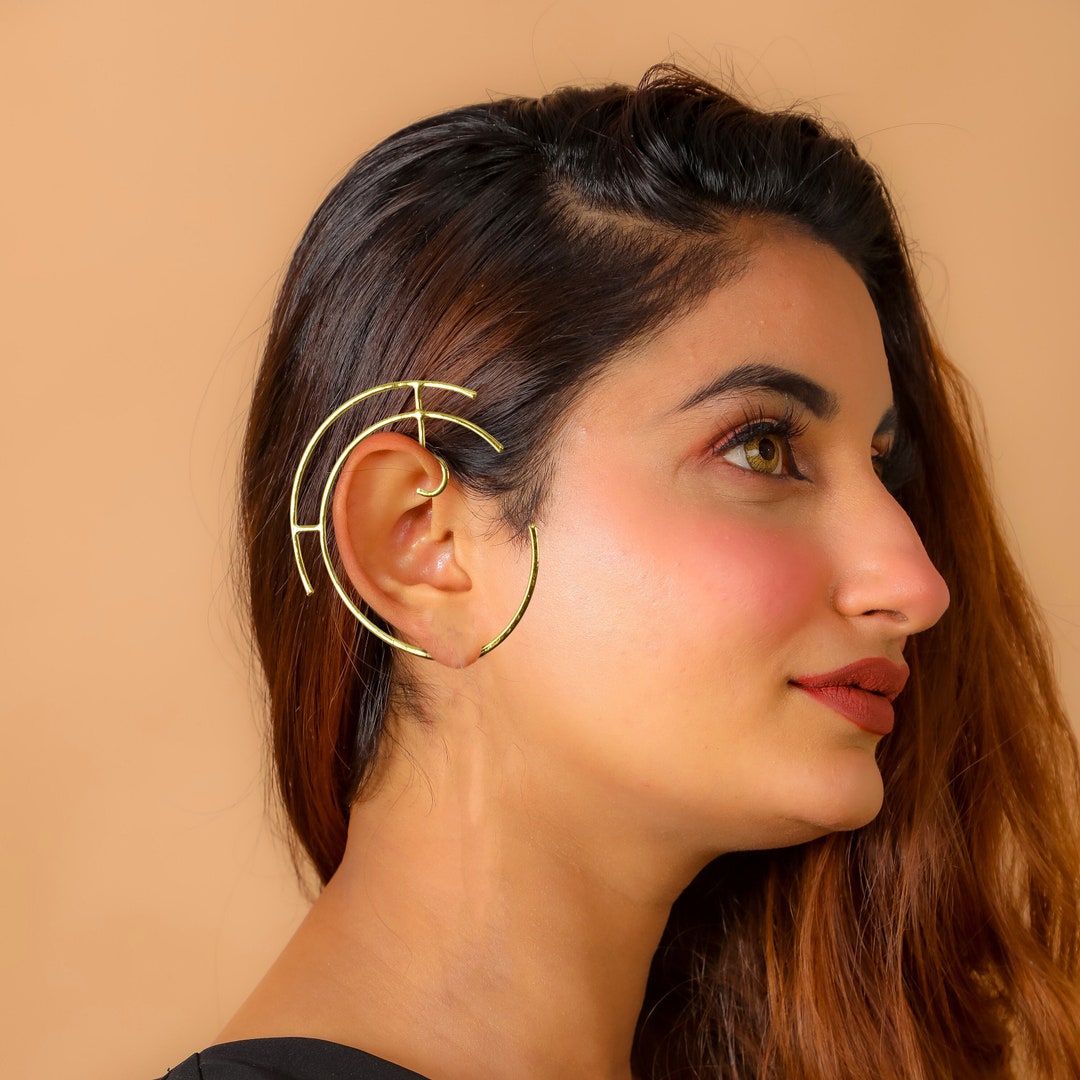 Front and Back Double Circle Stud Earrings \ Gold Ear Jacket \ Minimal Jewelry \ Ear Jacket Stud ...