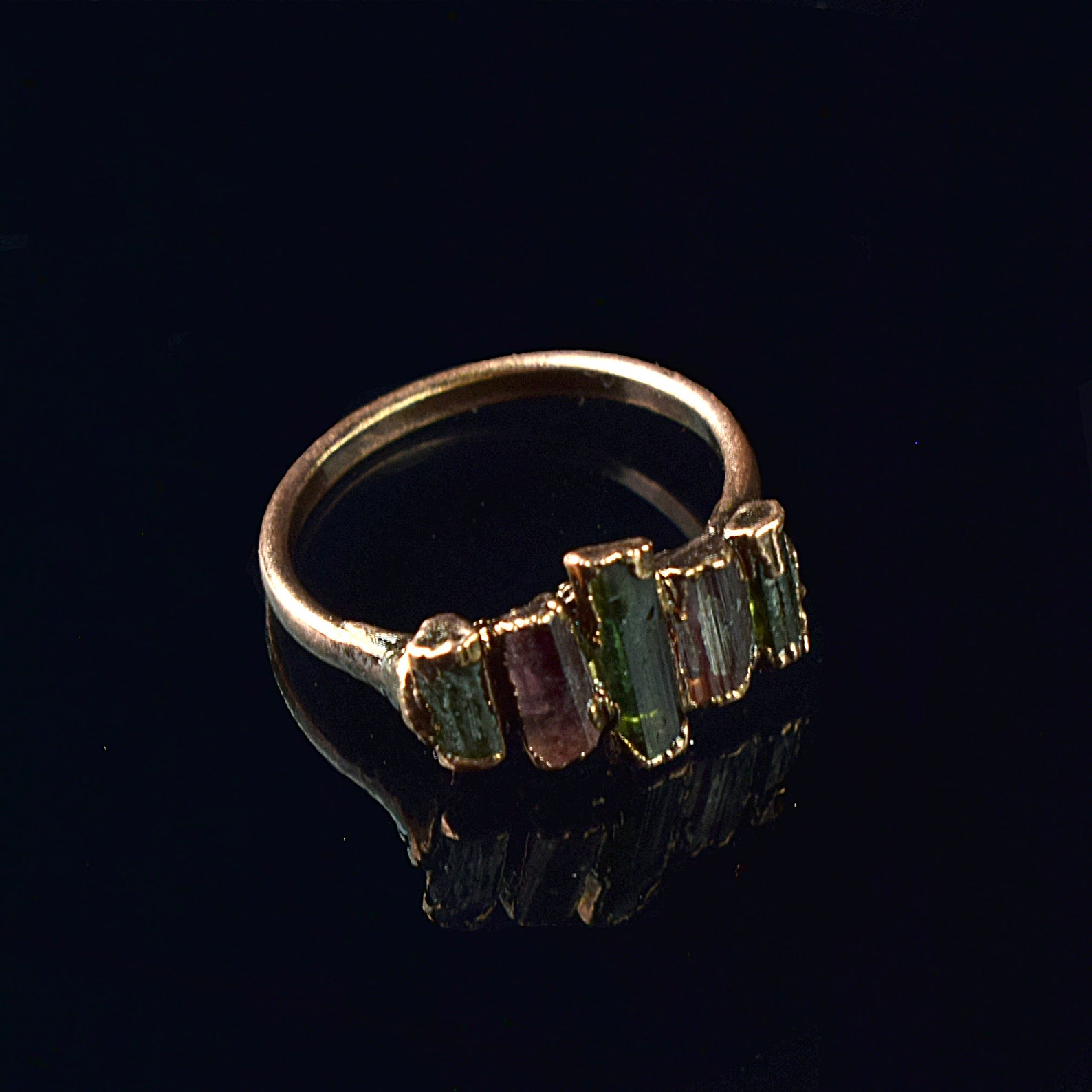 Multi Tourmaline Ring Rough Stone Ring Statement Ring | Etsy