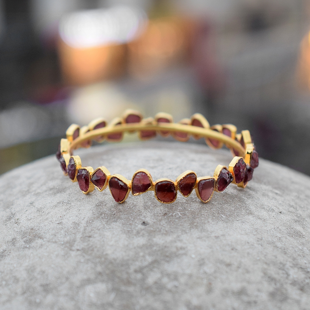 Natural Red Garnet Bangle Bracelet \ Chudi Bracelet \ Handmade Bangle ...