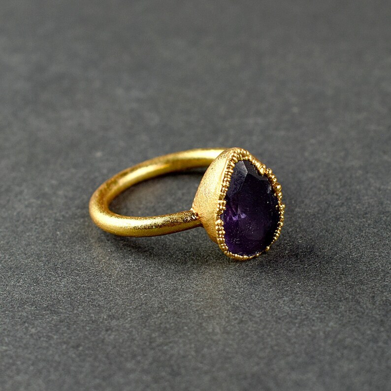 Amethyst Faceted Gemstone Ring Gemstone Ring Amethyst | Etsy