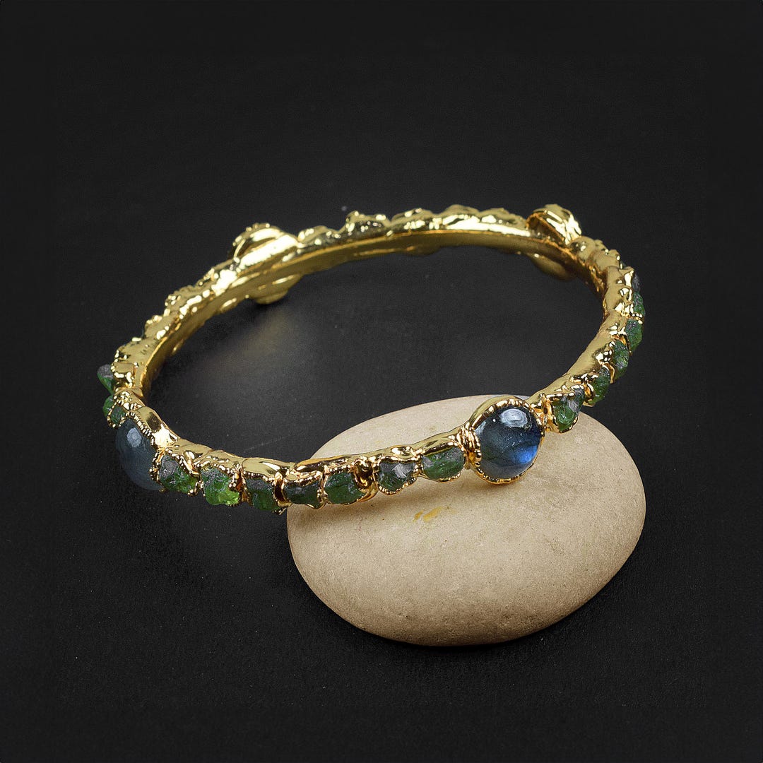 Handmade Labradorite Peridot Bangle Bracelet - Etsy