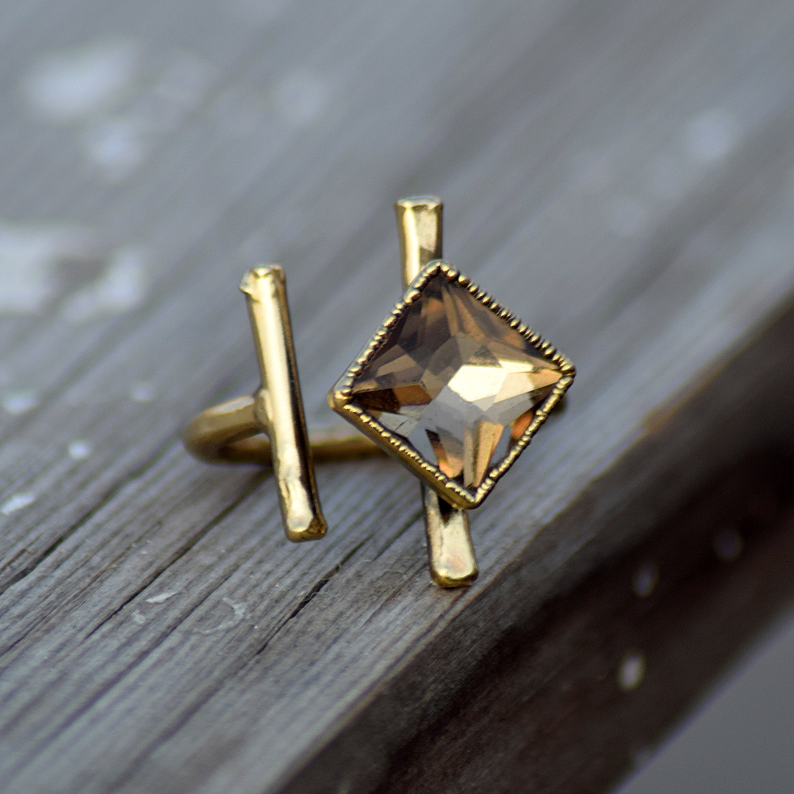 Smokey Quartz Hydro Color Ring Cut Stone Ring Gemstone - Etsy