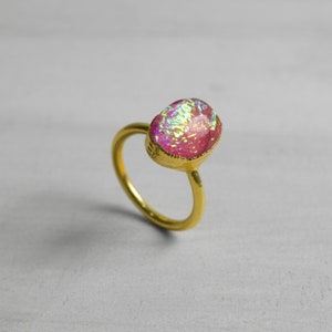 Glass Fire Opal Gemstone Ring \ Multicolored Ring \ Womens Ring ...