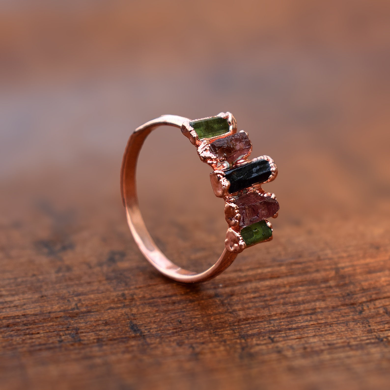 Multi Tourmaline Ring Rough Stone Ring Statement Ring Gemstone Ring ...