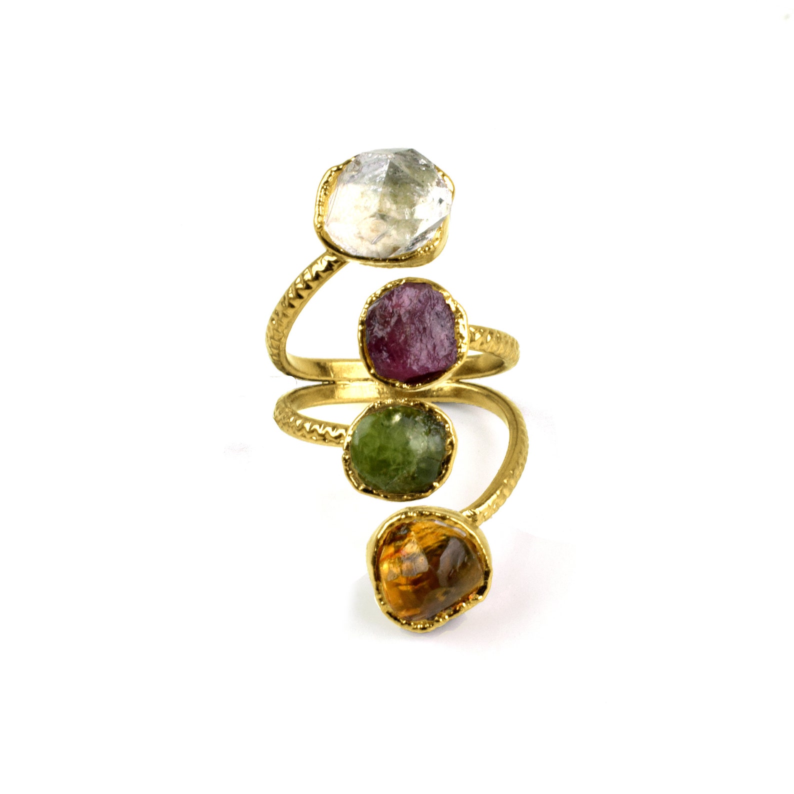 Natural Multi Gemstone Stackable Ring Jewelry \ Crystal Ring \ Ruby ...