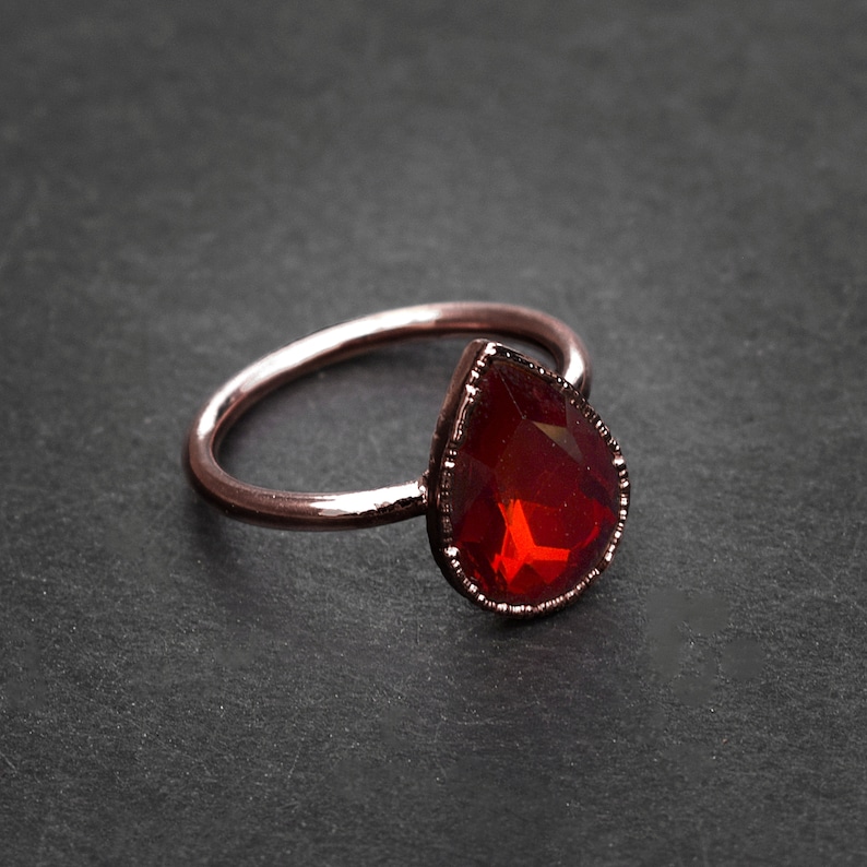Garnet Hydro Ring Cut Stone Ring Gemstone Ring Vintage - Etsy