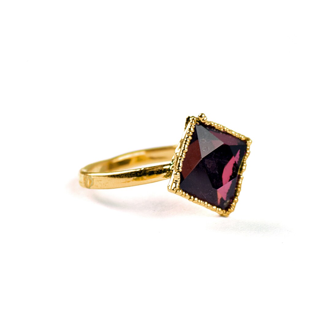 Amethyst Hydro Ring Cut Stone Ring Gemstone Ring Electroplated Ring ...