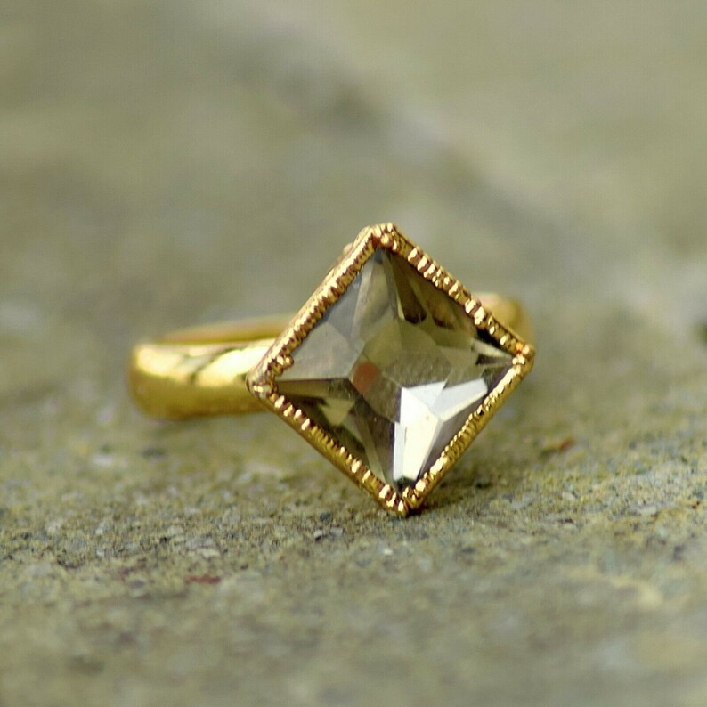 Smoky Quartz Hydro Ring Excellent Cut Stone Ring Gemstone - Etsy
