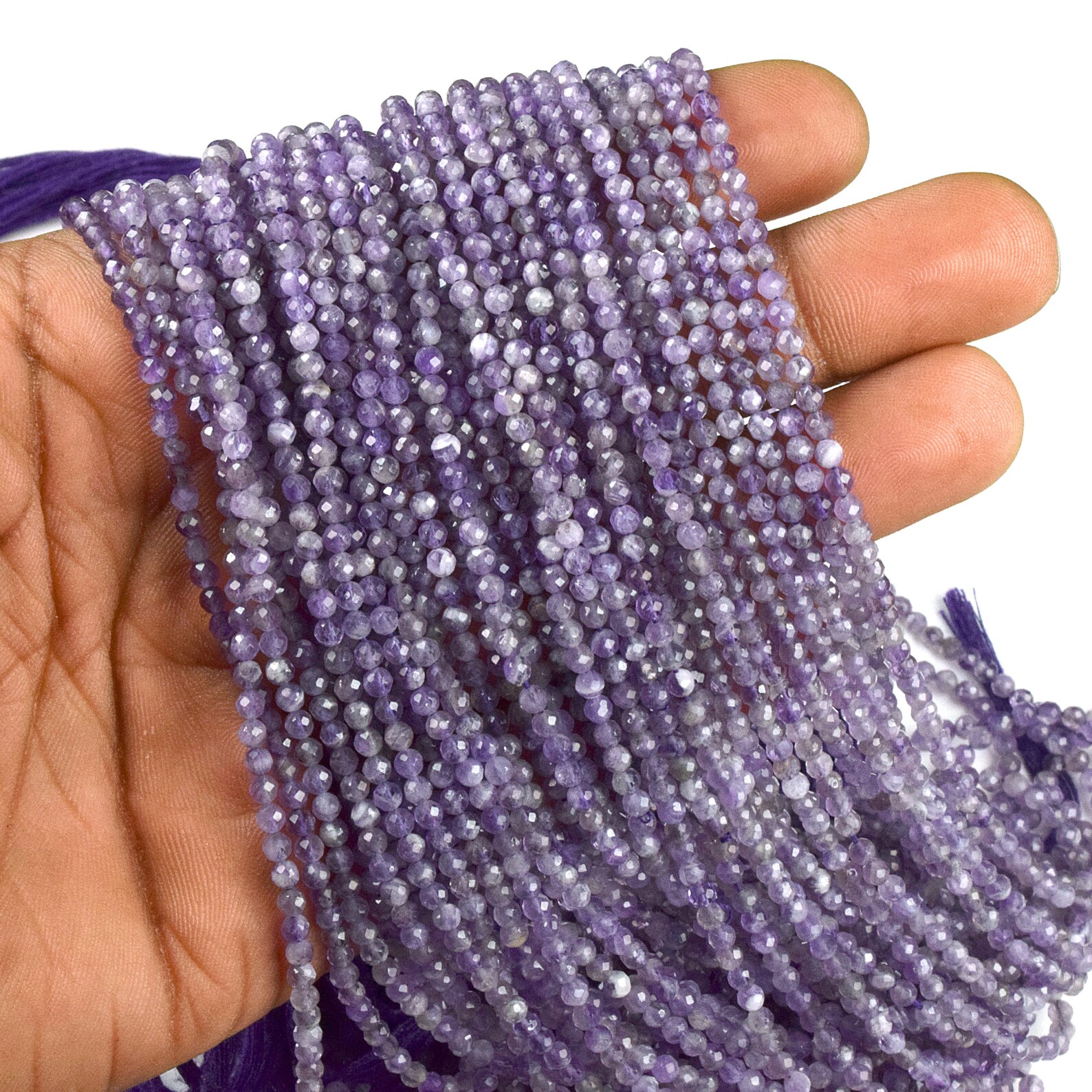 5 Strands Natural Light Color Amethyst Beads 4 Mm Beads Rondelle Beads ...