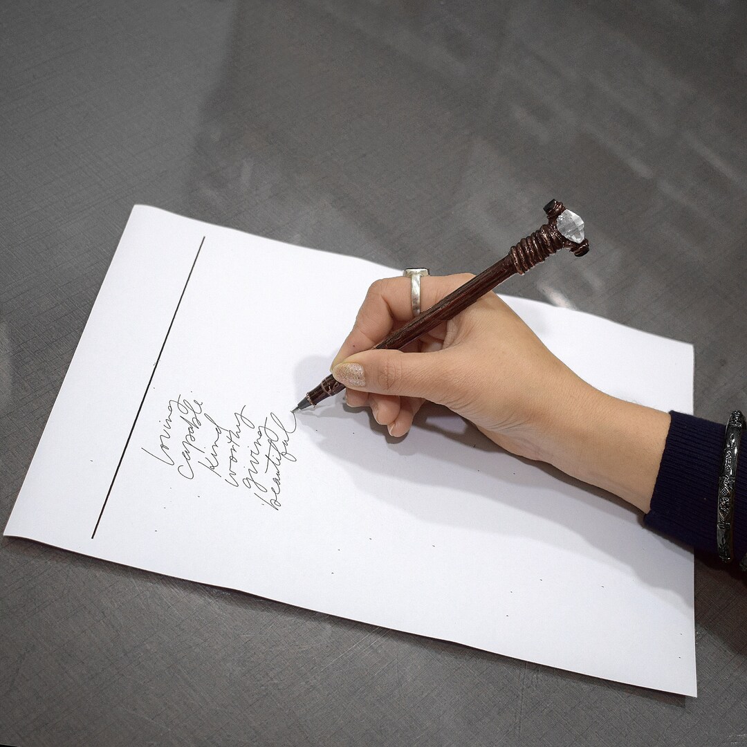 Natural Clear Crystal & Tourmaline Stone Ball Pen \ Luxury Pen ...