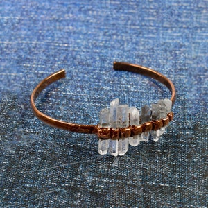Natural Crystal Pencil Stone Bangle Bracelet \ Gemstone Bracelet \ Wedding Bracelet \ Handmade ...