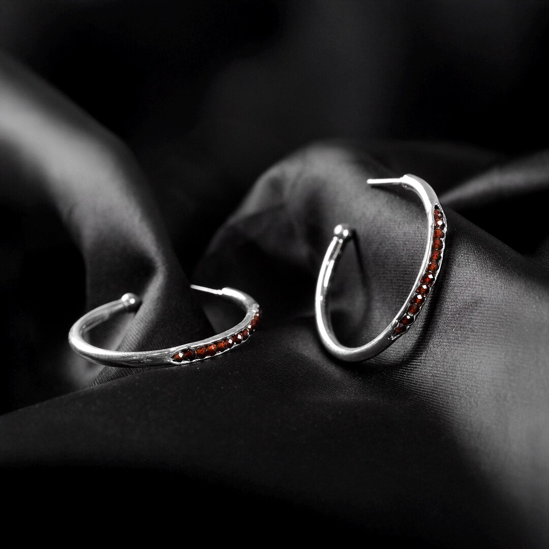 Custom Stone Hoop Earrings \ Multi Stone Earrings \ Minimalist Jewelry ...