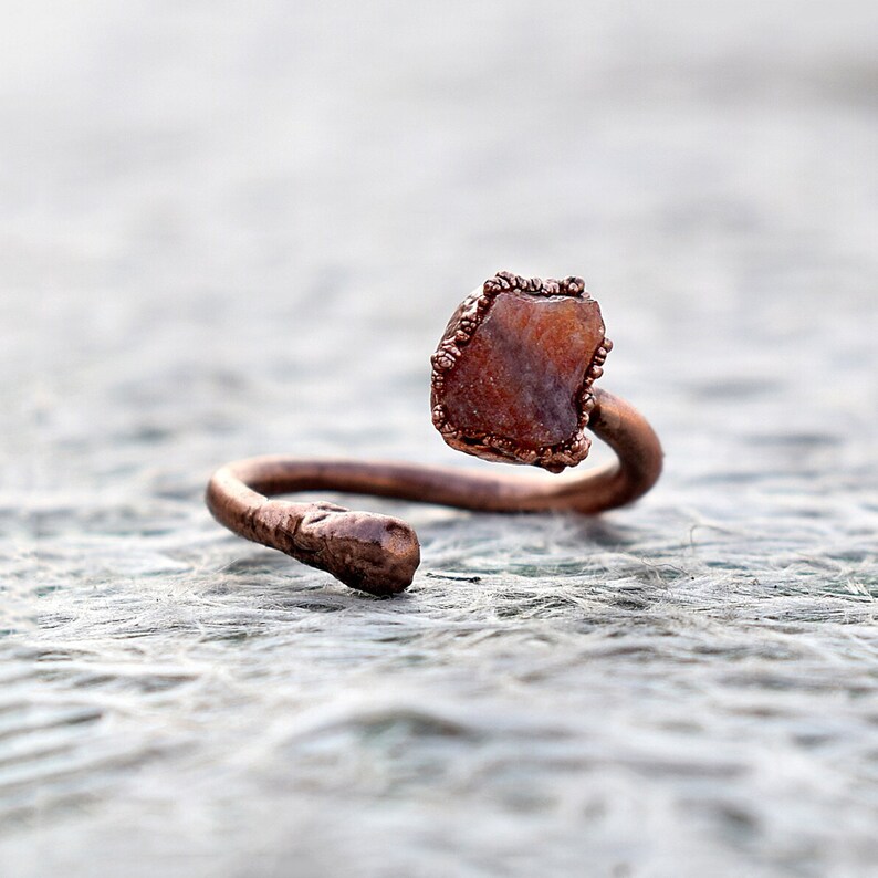 Raw Sunstone Copper Ring, Snake Design, Size 8.5 - Etsy