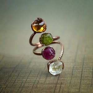 Natural Multi Gemstone Stackable Ring Jewelry \ Crystal Ring \ Ruby ...