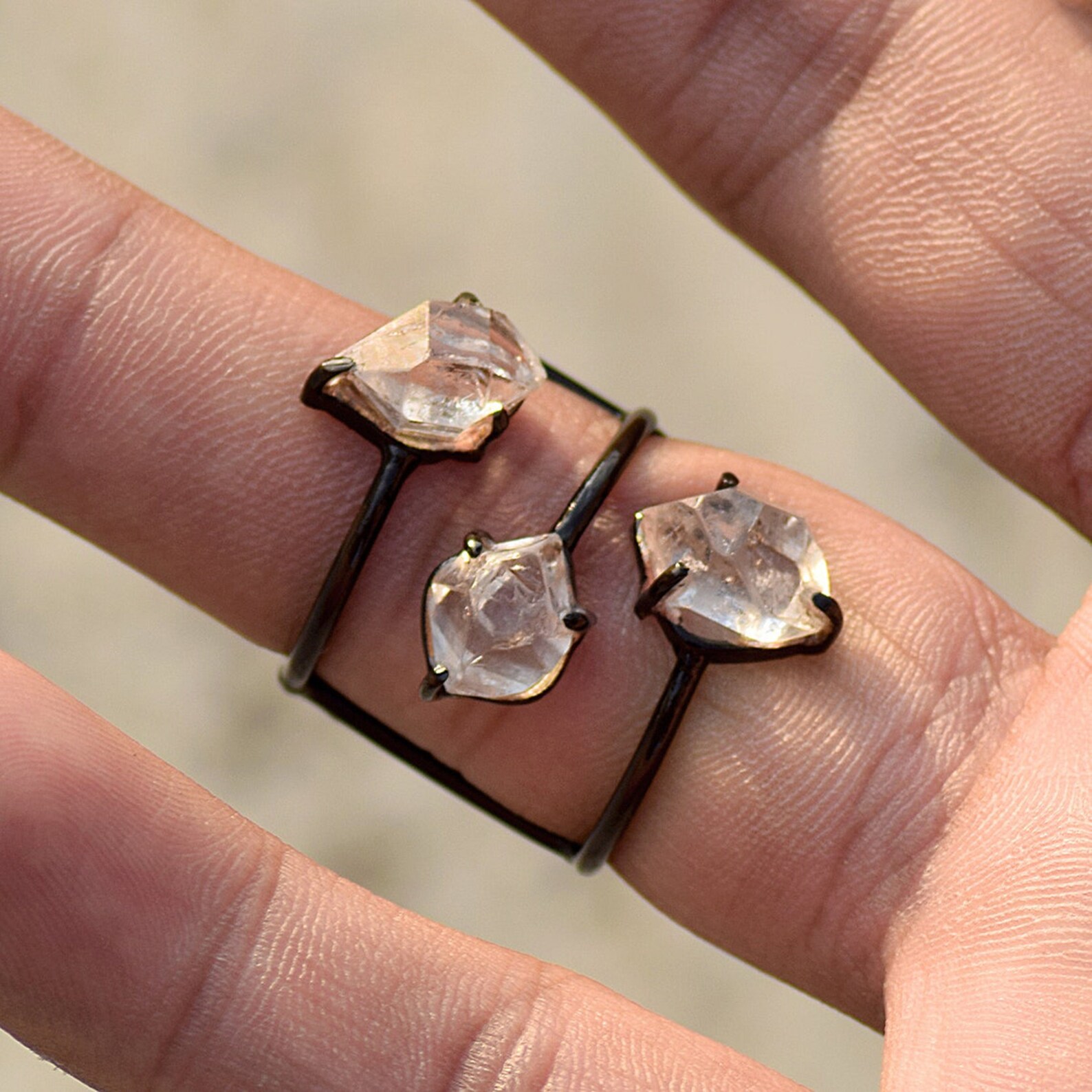 Herkimer Ring. Tiny Herkimer Diamond Quartz. Engagement Ring. | Etsy