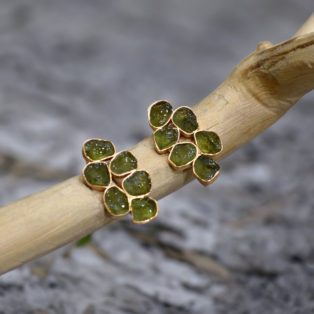 Natural Multi Peridot Gemstone Earrings \ Gifts Earrings \ Stud ...