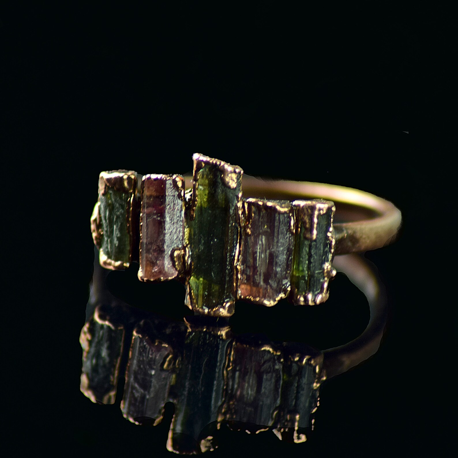 Multi Tourmaline Ring Rough Stone Ring Statement Ring | Etsy