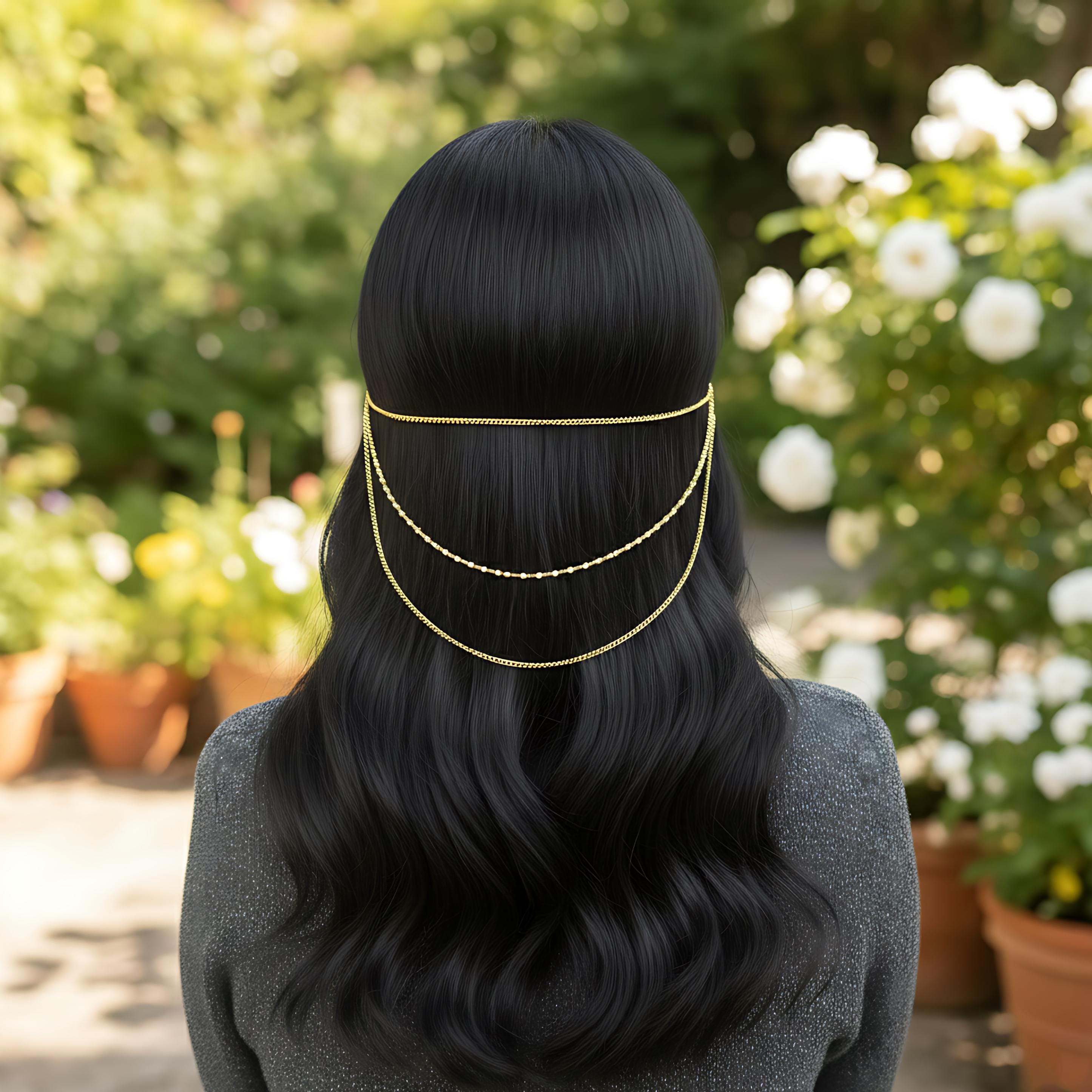 Tiny Pearl Hair Chain Jewelry \ Wedding Headpiece \ Bridal Head Chain ...