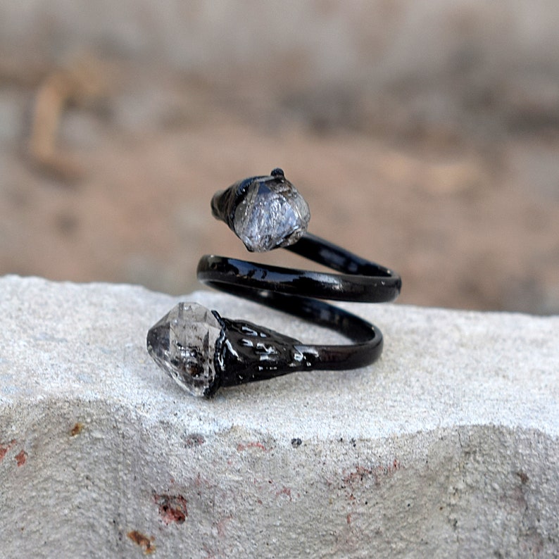 Herkimer Diamond Ring Electroplated Ring Copper Ring | Etsy