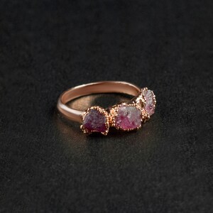 Natural Raw Ruby Gemstone Ring \ Electroformed Copper Ring \ Womens Ring \ Raw Stone Ring ...