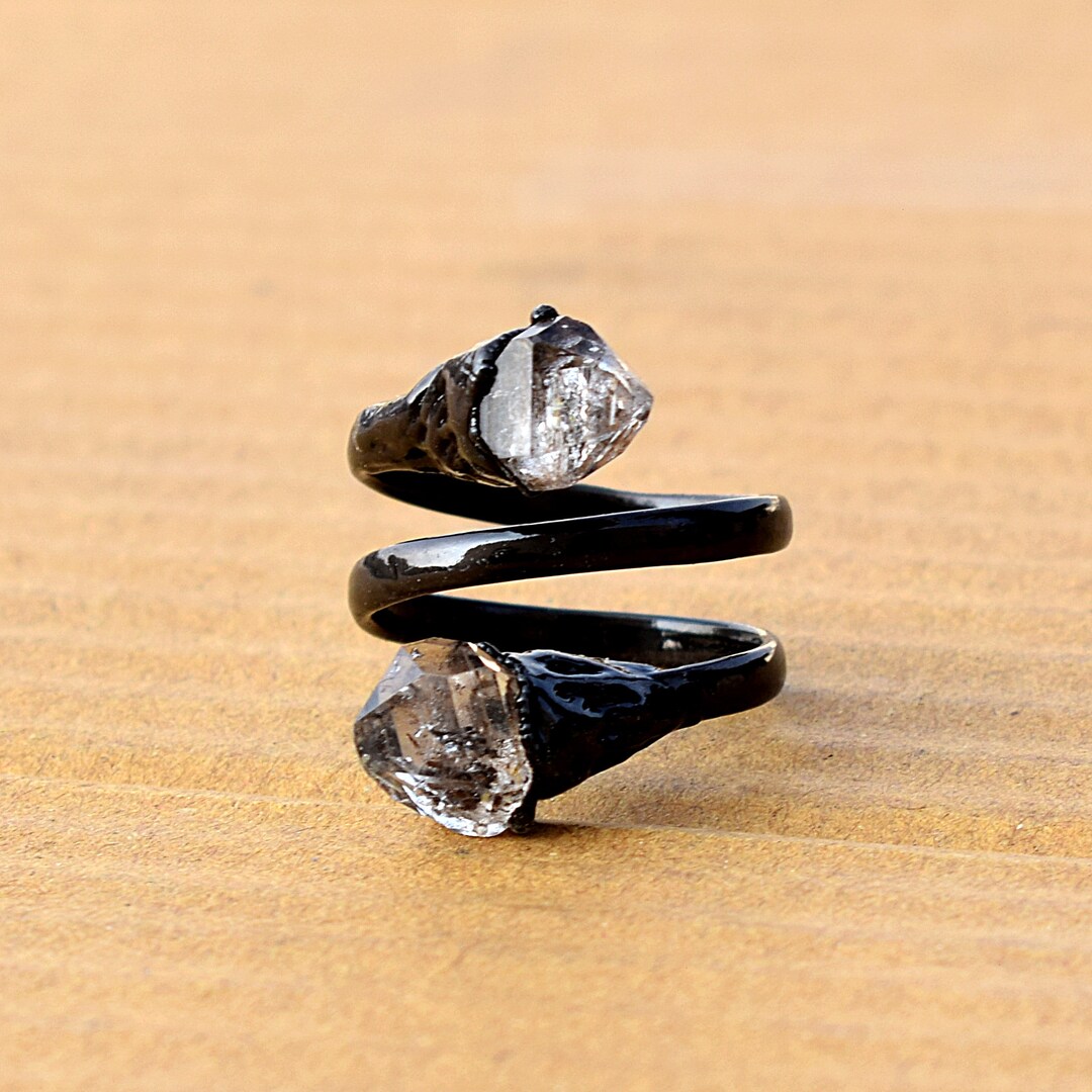 Herkimer Diamond Ring \ Electroplated Ring \ Snake Ring \ Gift for ...
