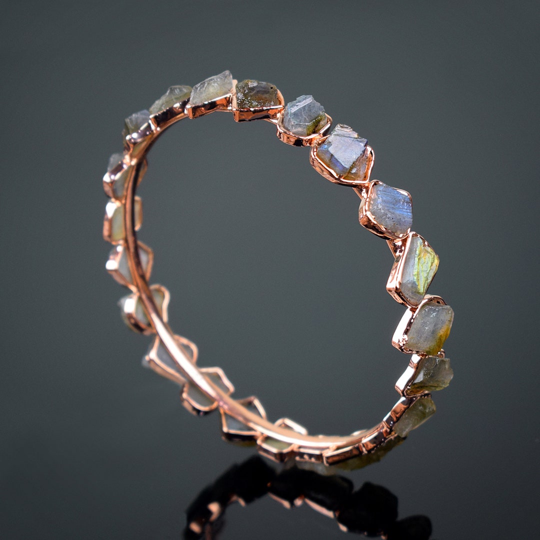 Raw Labradorite Bangle Bracelet | Handmade Womens Jewelry - Etsy