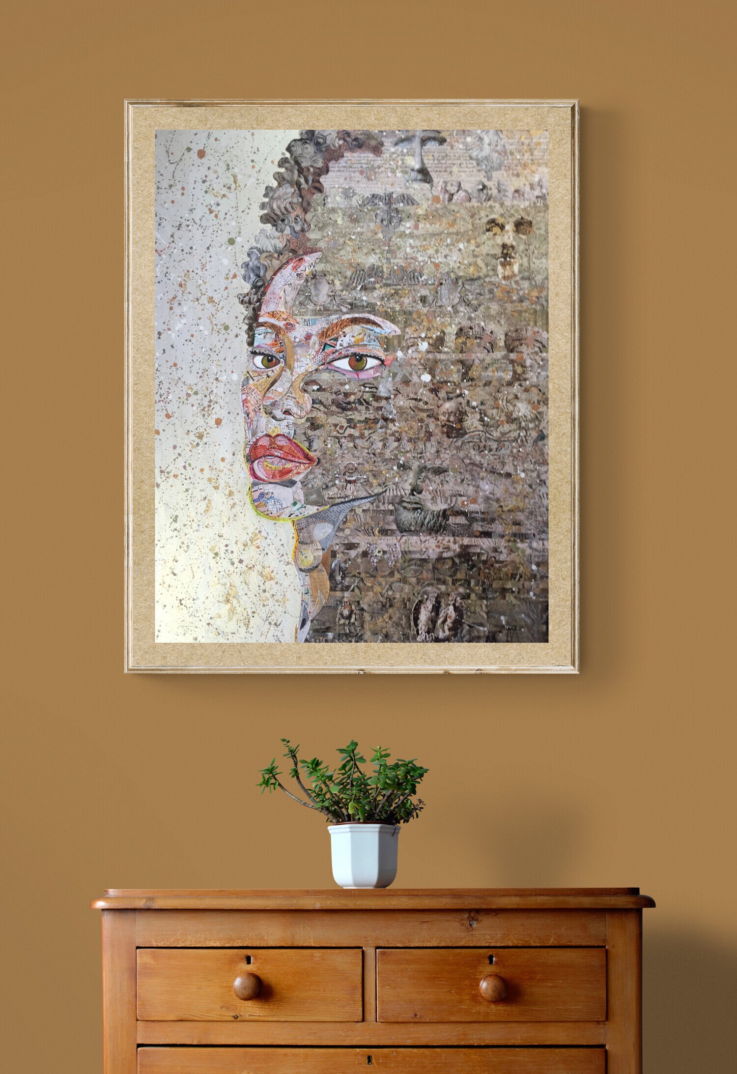 Large Artwork, Woman's Portrait Done in Collages. Only One Example ...