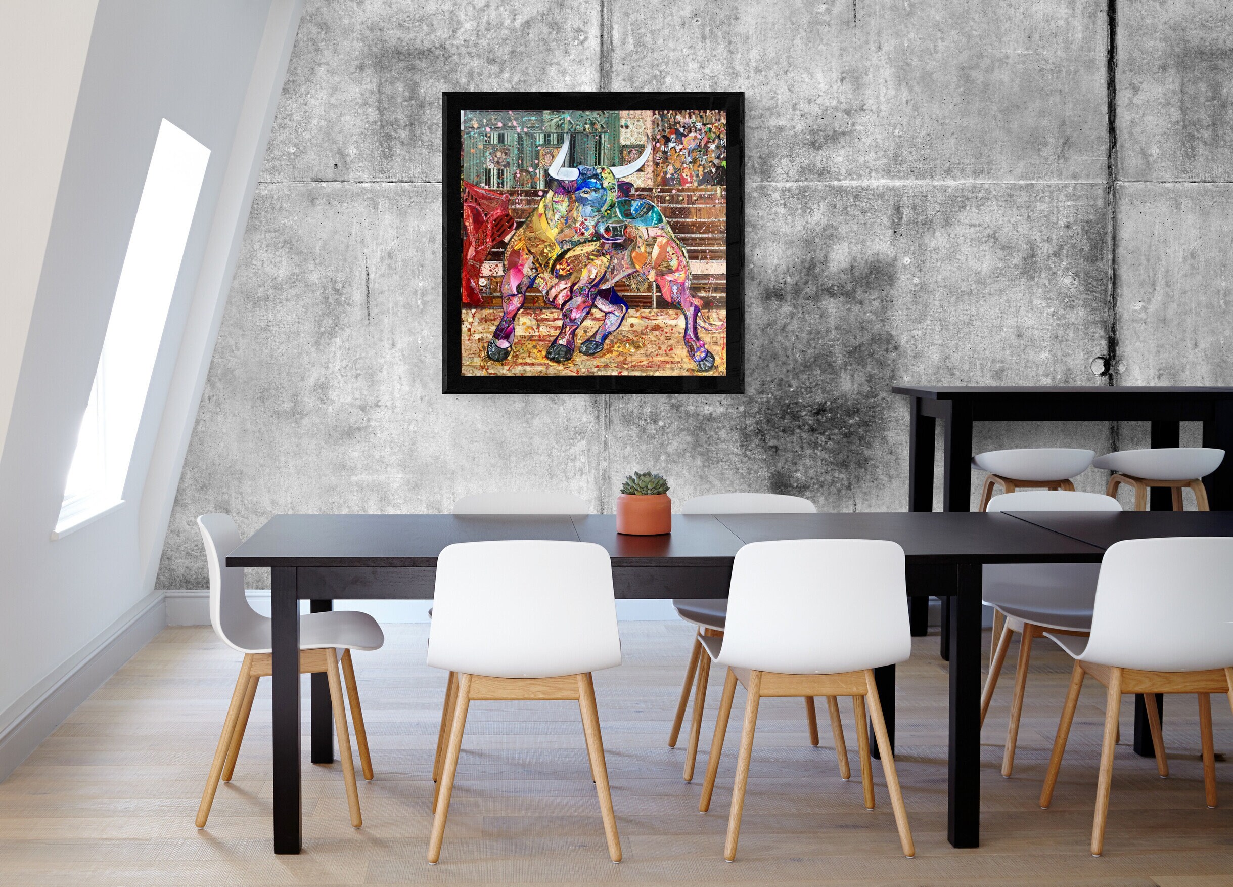 Large Artwork With Bull. Unique Example Not a Reproduction. - Etsy