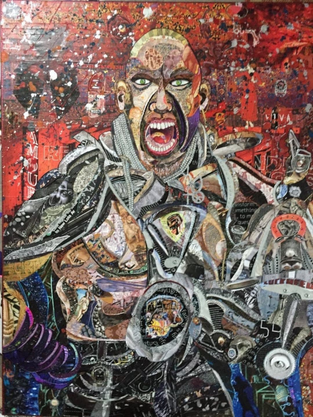 Large Artwork With Warrior. Street Art Collages. Unique Example, Dated ...