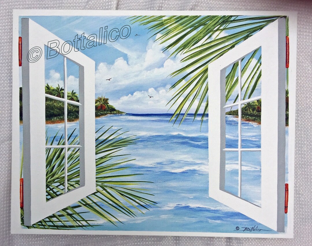 Tropical Ocean River Ocean Views Through Open Windows - Etsy