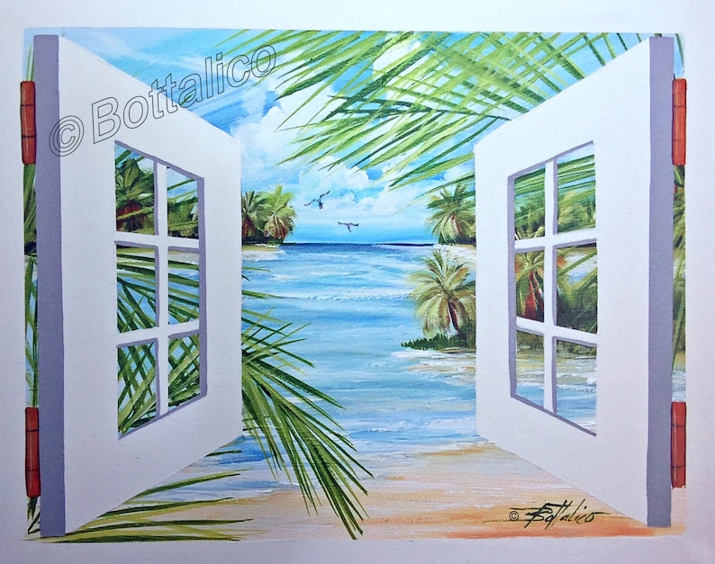 Tropical Ocean River Ocean Views Through Open Windows - Etsy