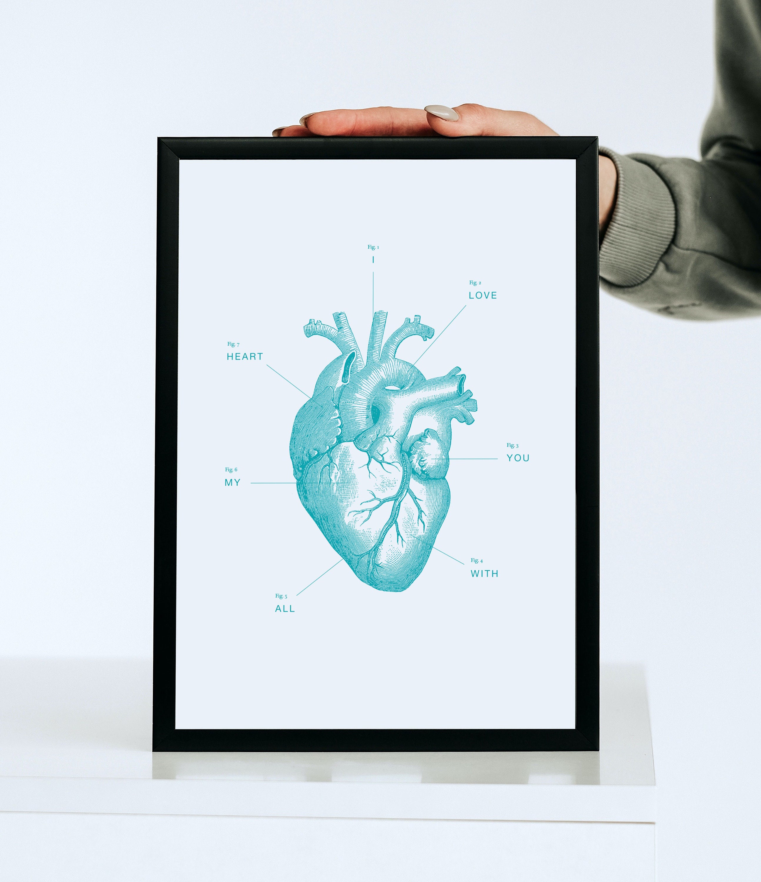 Heart Diagram Love Message Poster Print. A4 Print of a Woodcut Heart ...