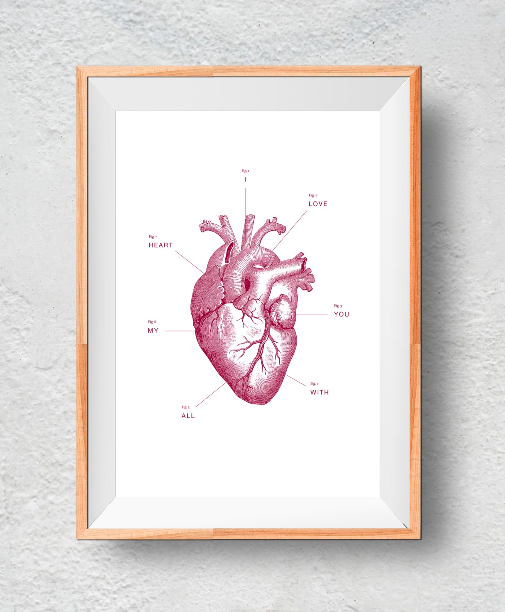 Heart Diagram Love Message Poster Print. A4 Print of a Woodcut Heart ...