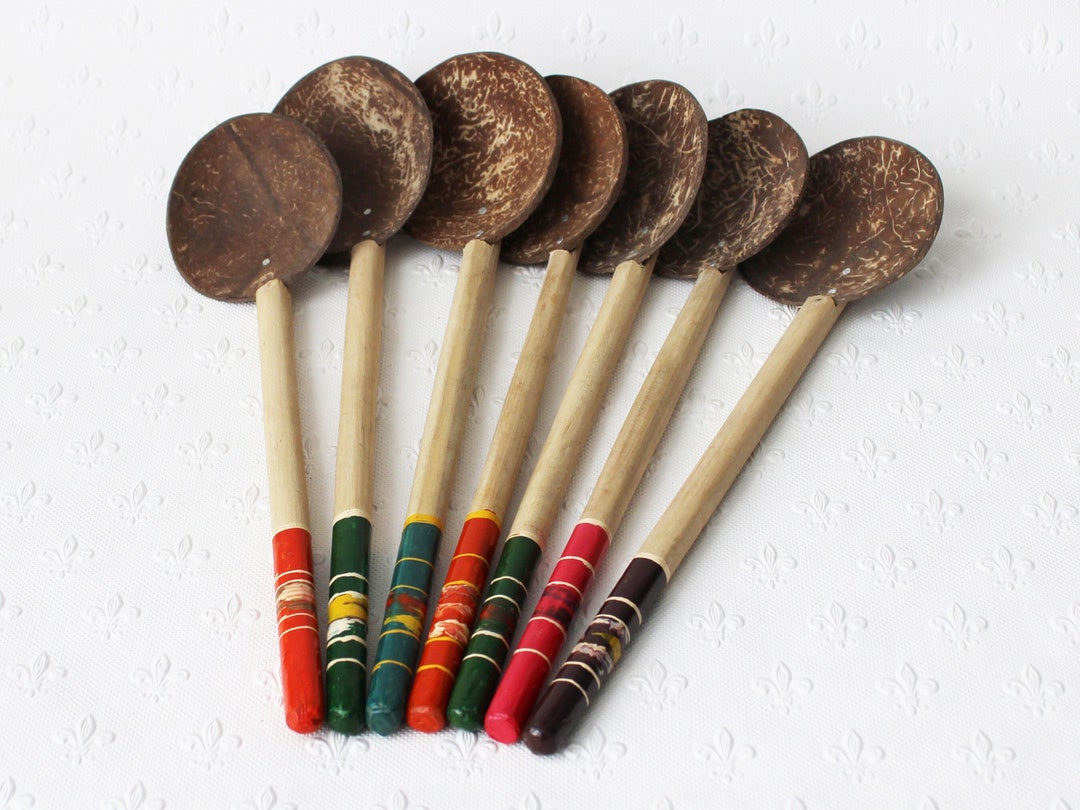 Coconut Shell Spoons, Large Cooking & Serving 5 Colours - Etsy