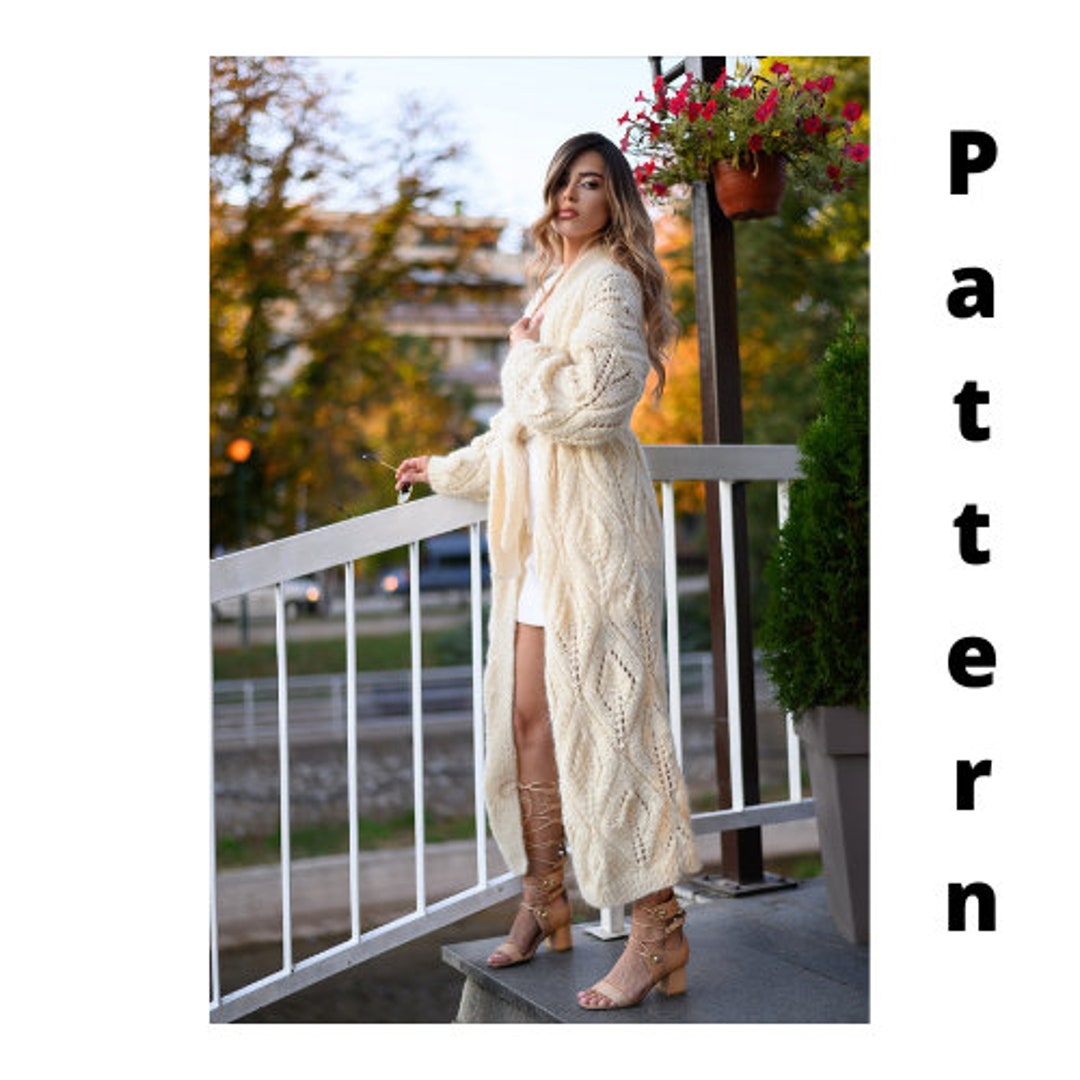 Oversized Leaf Cardigan Knitting Pattern | Knitted Cardigan Pattern ...