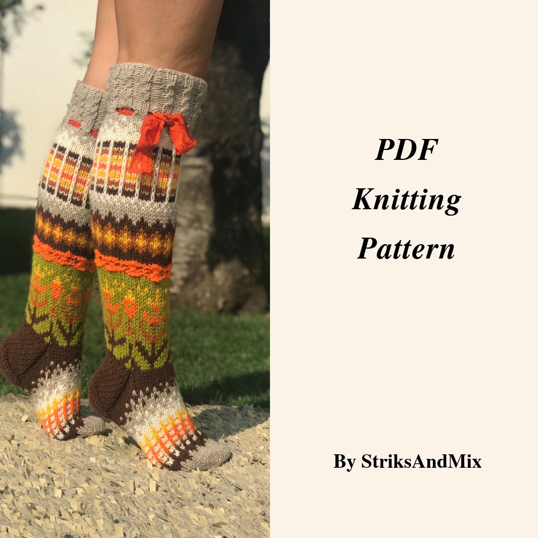 Knitting Pattern for Autumn Fall Winter Knee Socks Woman Knee High ...
