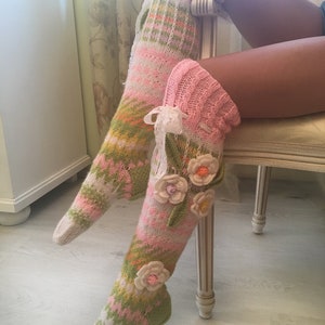 Knit Socks With Flowers Pattern, Instant Download PDF Pattern - Etsy