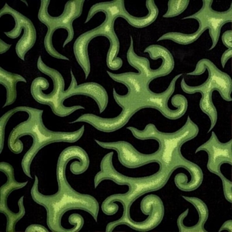 Green Flame Fabric - Etsy