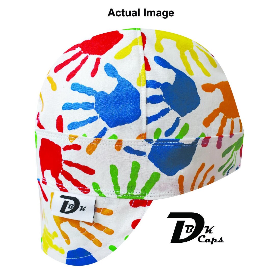 White Hand Print Welding Cap - Etsy