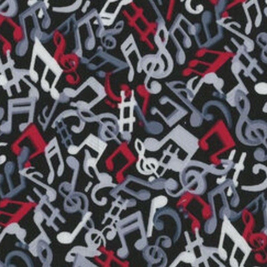 Gray Music Note Fabric - Etsy