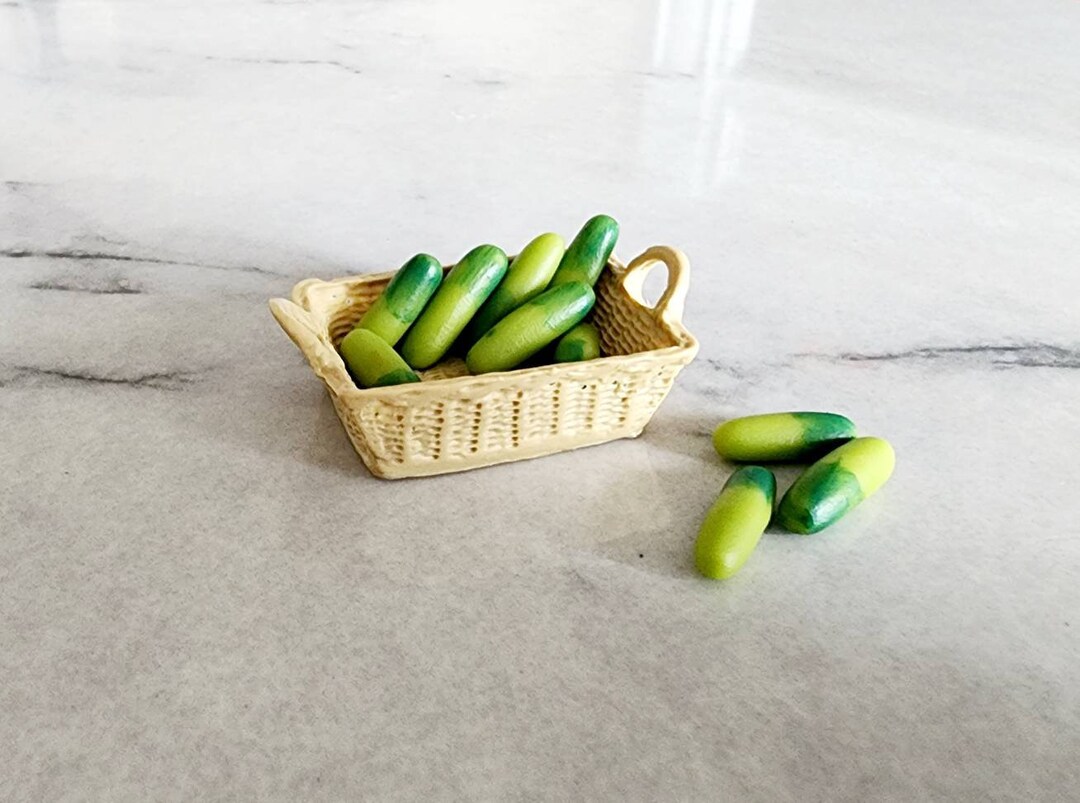 Dollhouse Vegetables Resin Basket of Cucumbers 1:12 Scale - Etsy