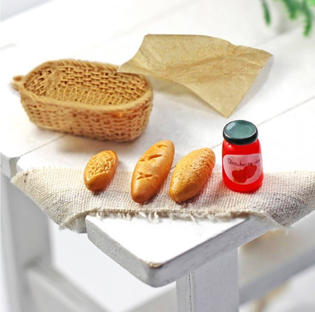 Miniature Bread Basket and Strawberry Jam Set - Etsy
