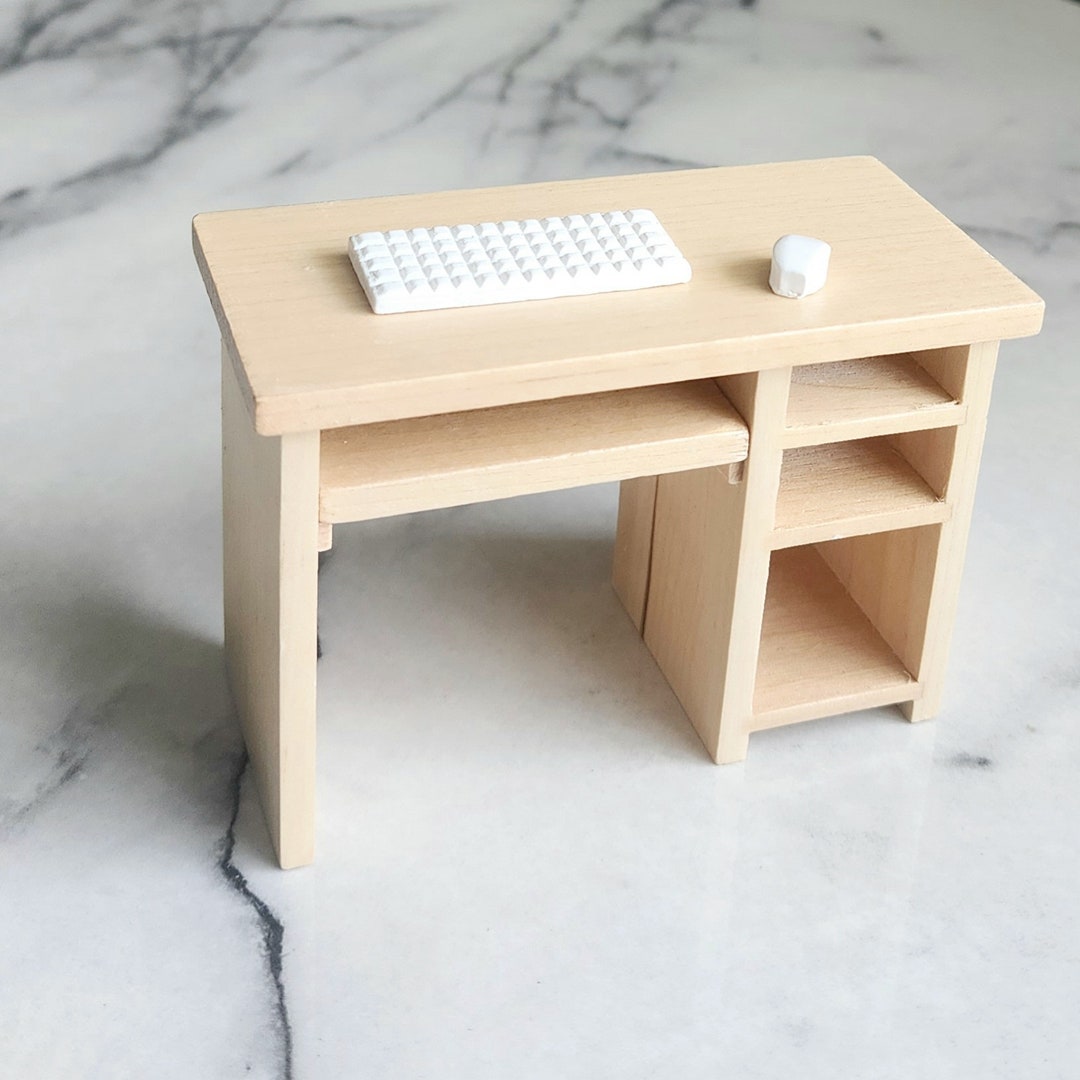 Miniature Computer Desk With Keyboard & Mouse - Etsy