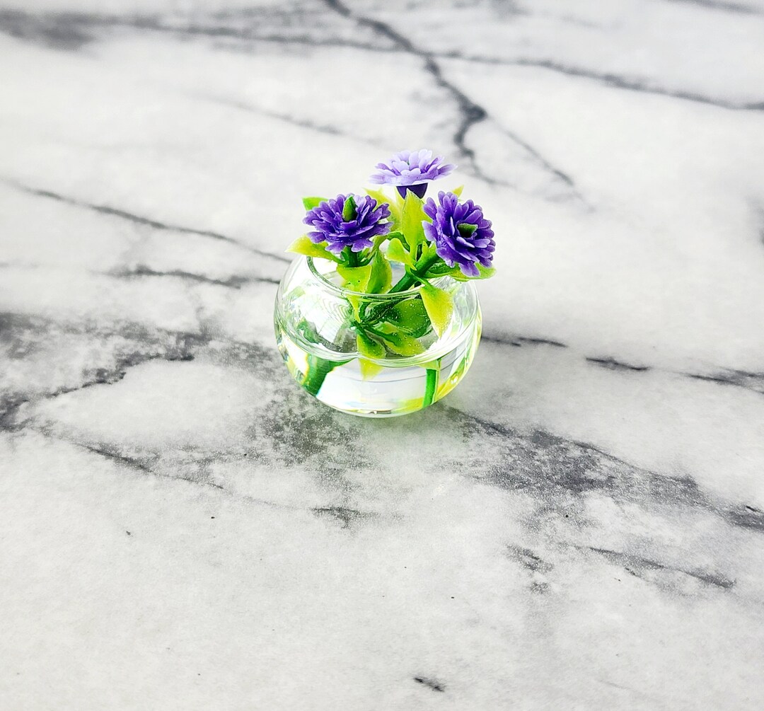 Miniature Dollhouse Purple Flower Plant Decor Accessories - Etsy