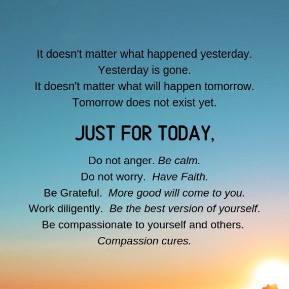 Just for Today Digital Reiki Principle Poster - Etsy
