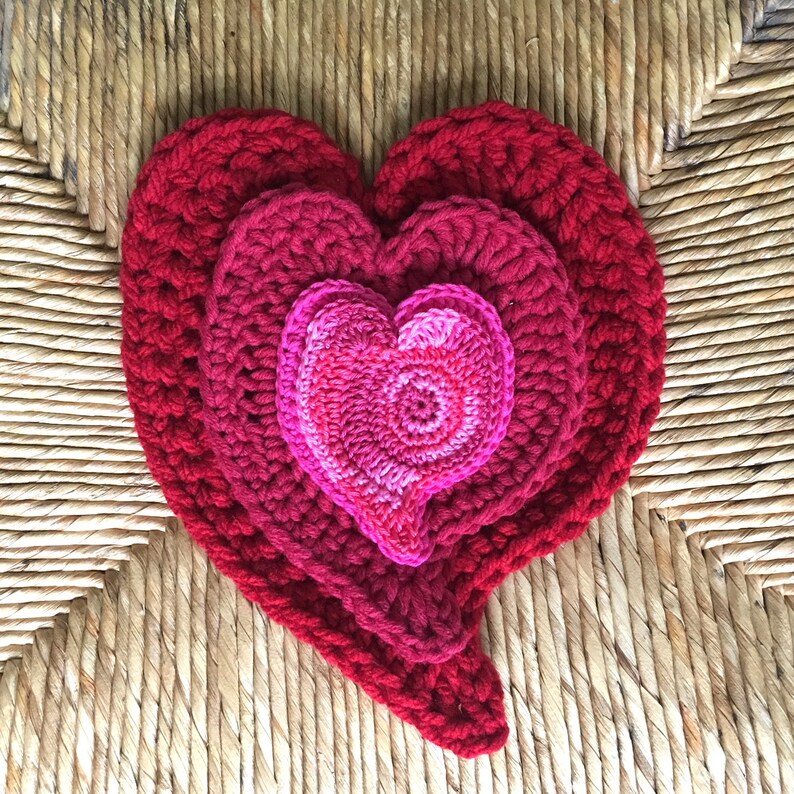 Crochet Pattern Coaster Heart Freeform Mothers Day Wedding - Etsy