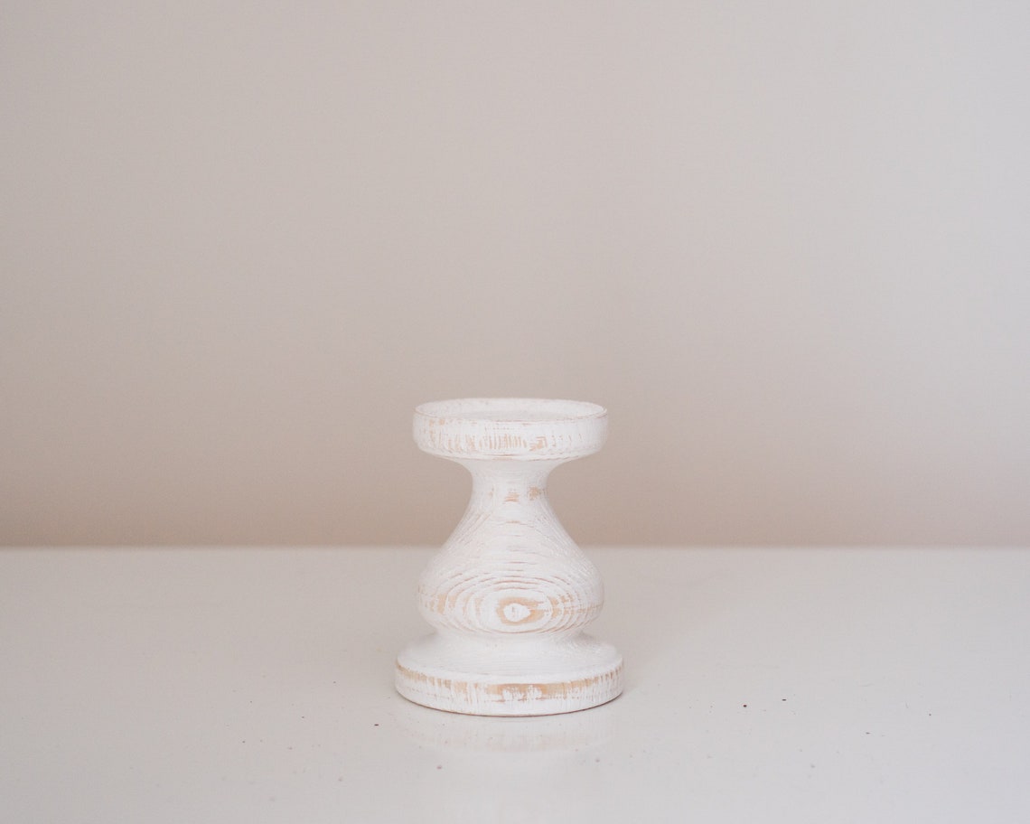 Beautiful White Candle Holders Set of 7 Candlesticks Seven Wooden ...
