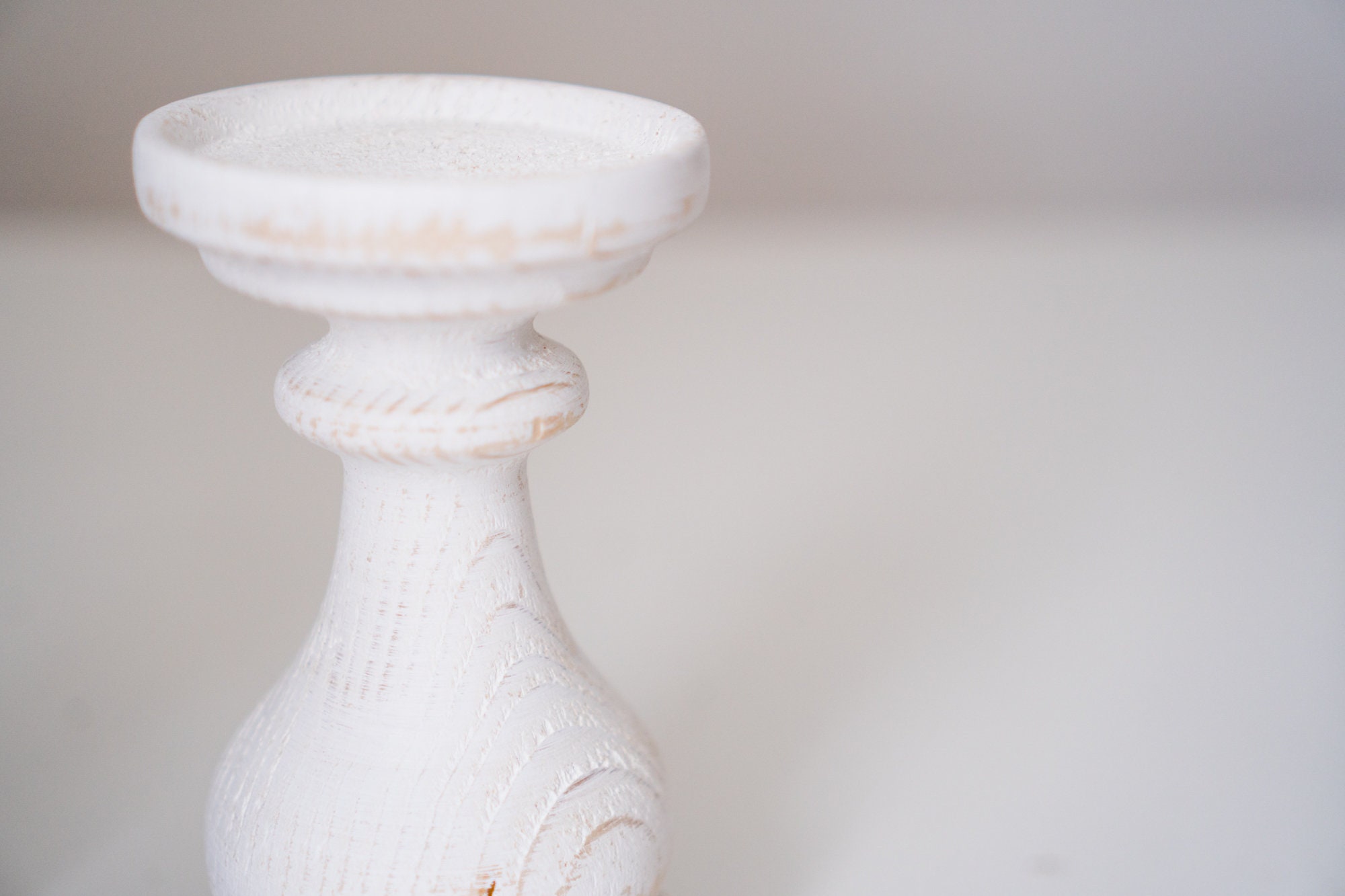 Farmhouse Decor White Wooden Candle Pillars Set of Five Rustic ...