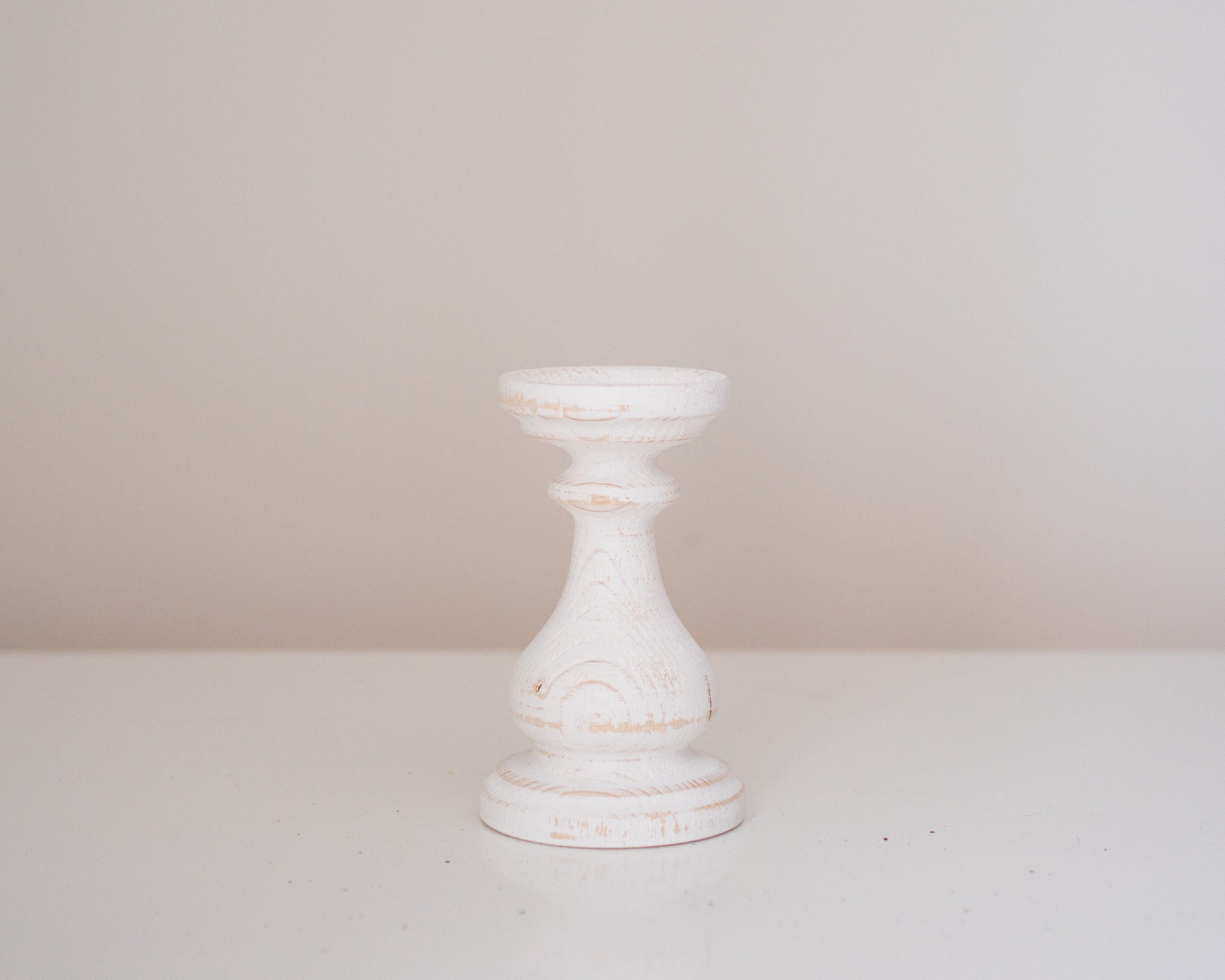Beautiful White Candle Holders Set of 7 Candlesticks Seven Wooden ...